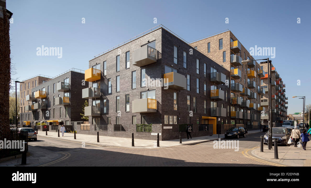 Exteriors, wide shot from street corner. Ocean Estate, London, United ...