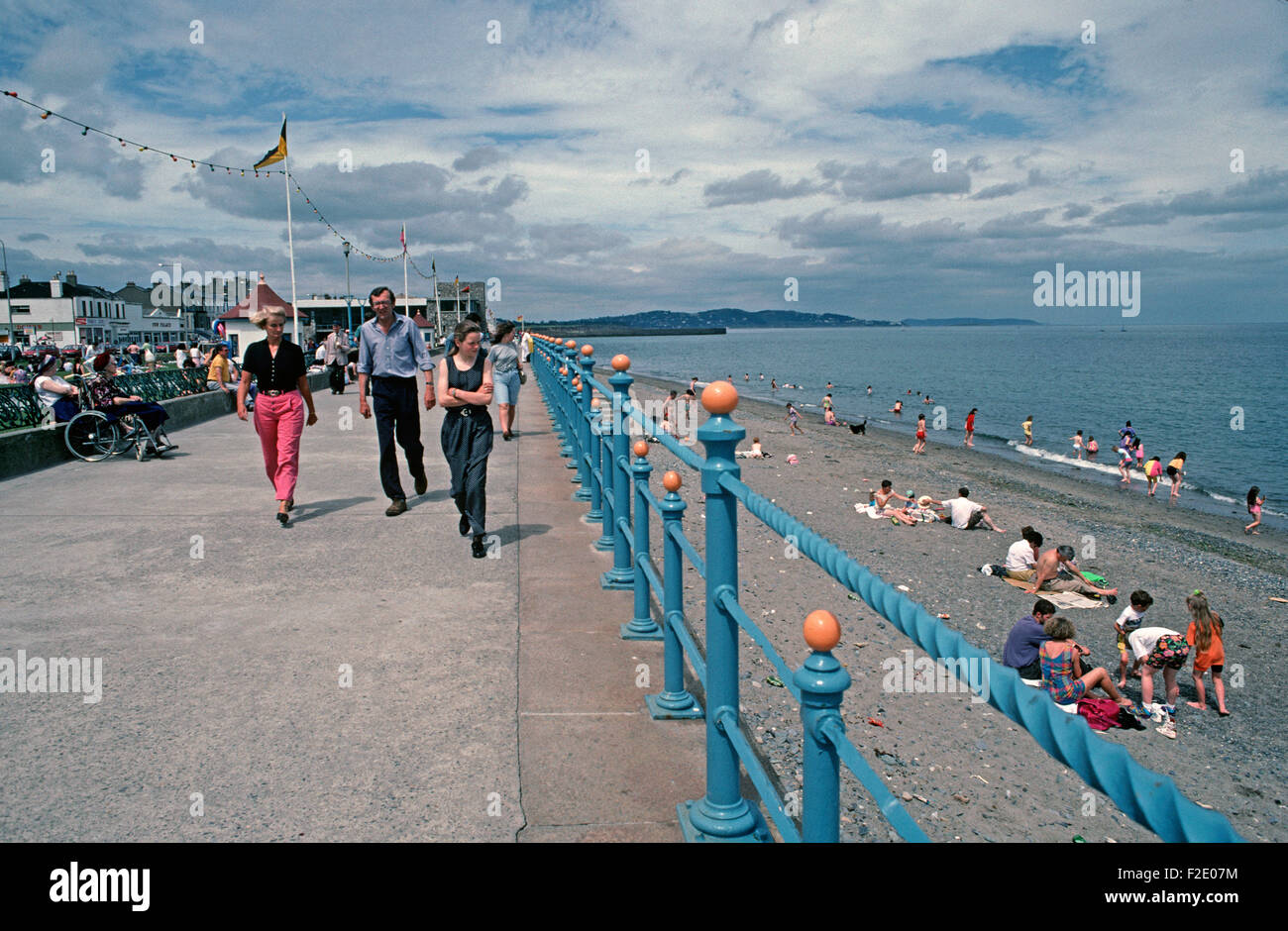 Bray Promenade, families at the seaside, County Wicklow, referred to in ...