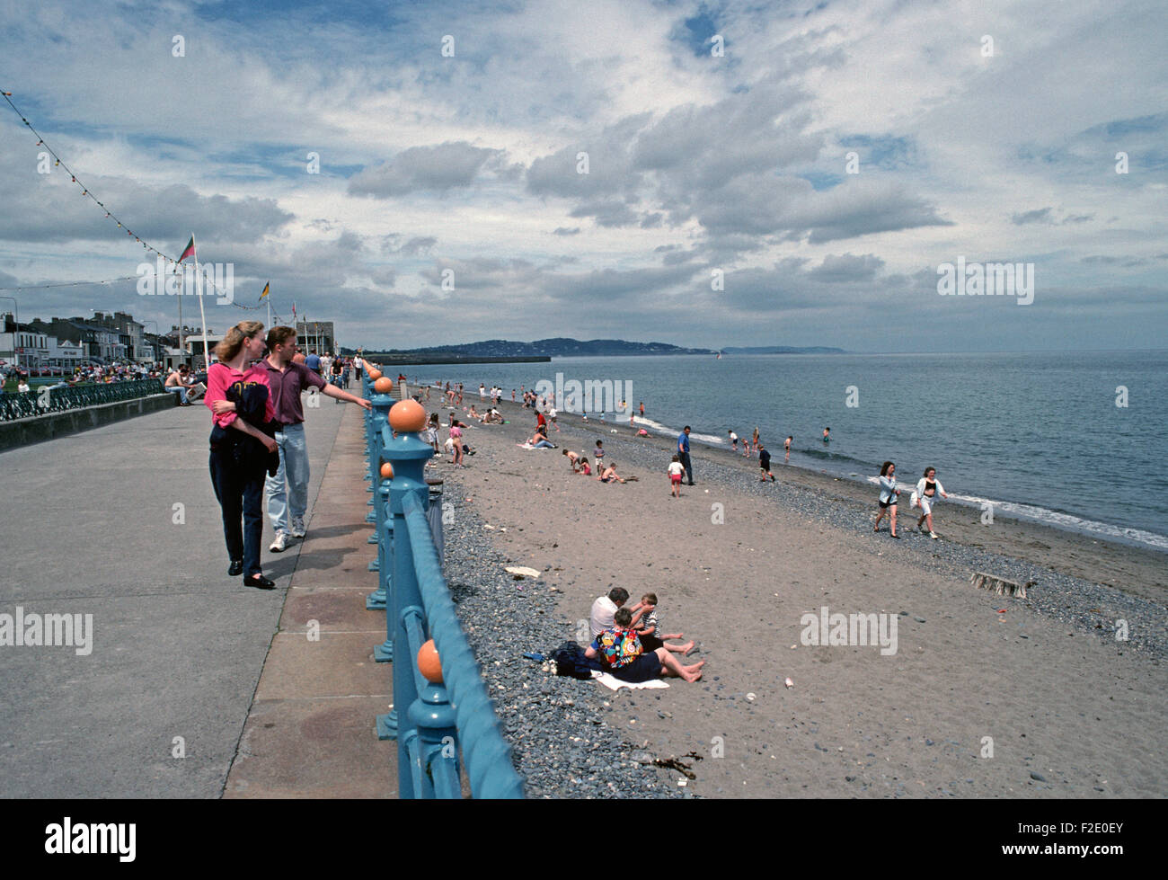 Bray promenade, families at the seaside, County Wicklow, referred to in ...
