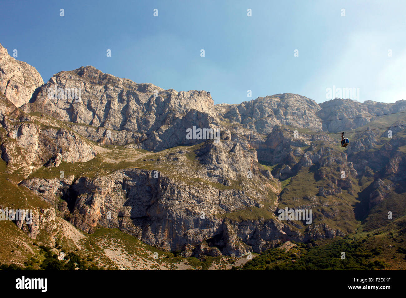 Cable car, aereal funicular at Fuente De, Cantabria, Picos de Europa ...