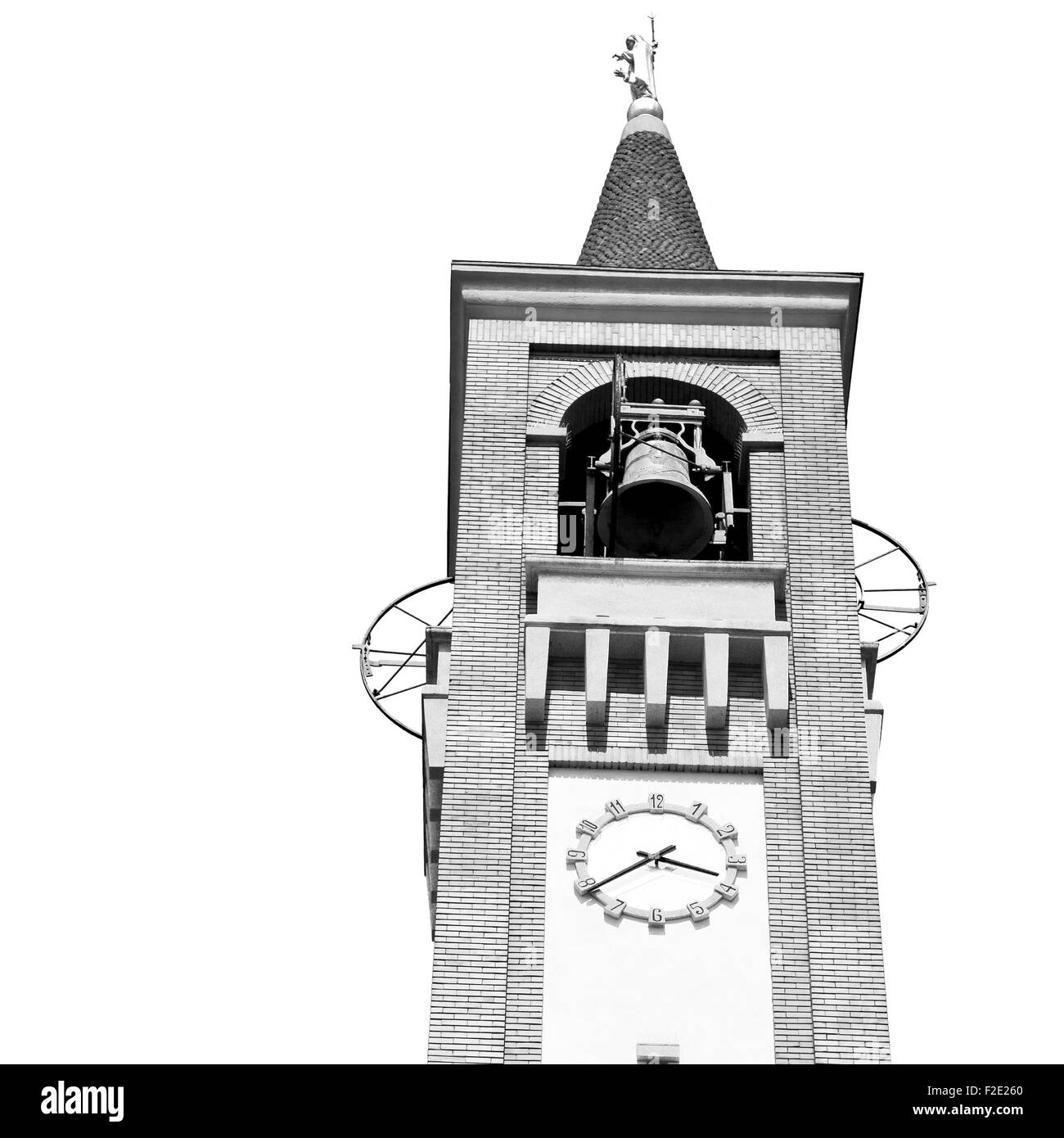 ancien clock tower in italy europe old stone and bell Stock Photo - Alamy