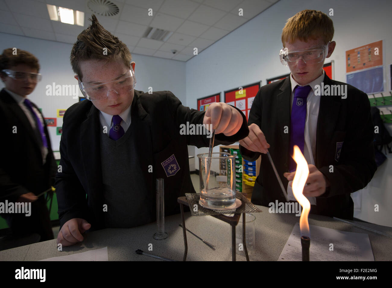 Pupils pictured during a Year 9 science class at Kirkby High School ...