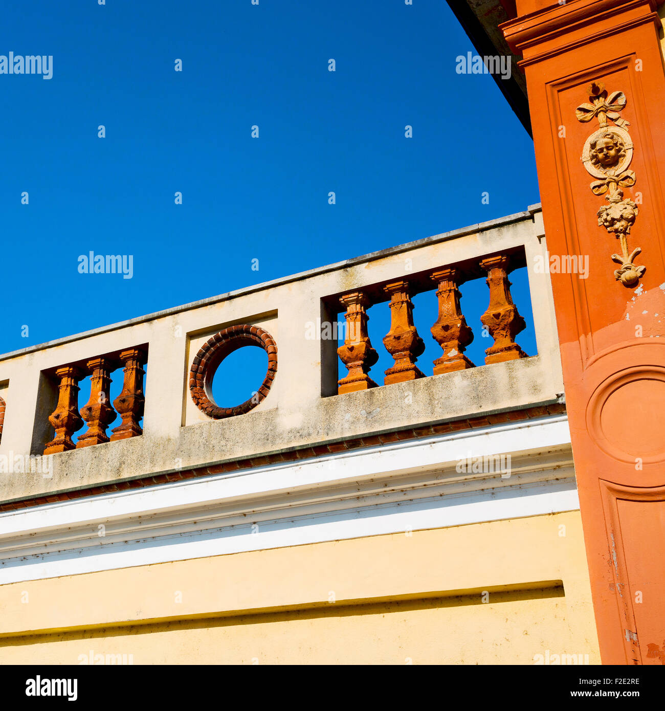 abstract old column in the country of europe italy and marble brick ...