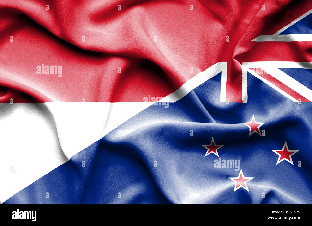 Waving flag of New Zealand and Monaco Stock Photo - Alamy