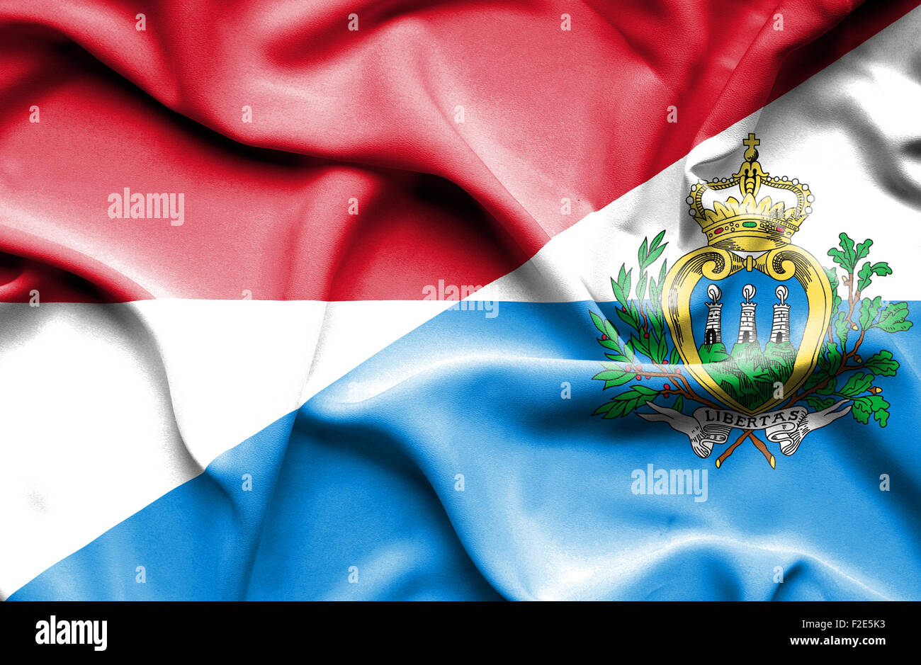 Waving flag of San Marino and Monaco Stock Photo - Alamy