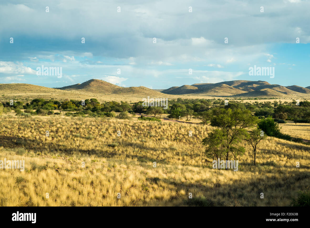 Rolling landscape with blue sky overhead in Namibia, Africa Stock Photo ...
