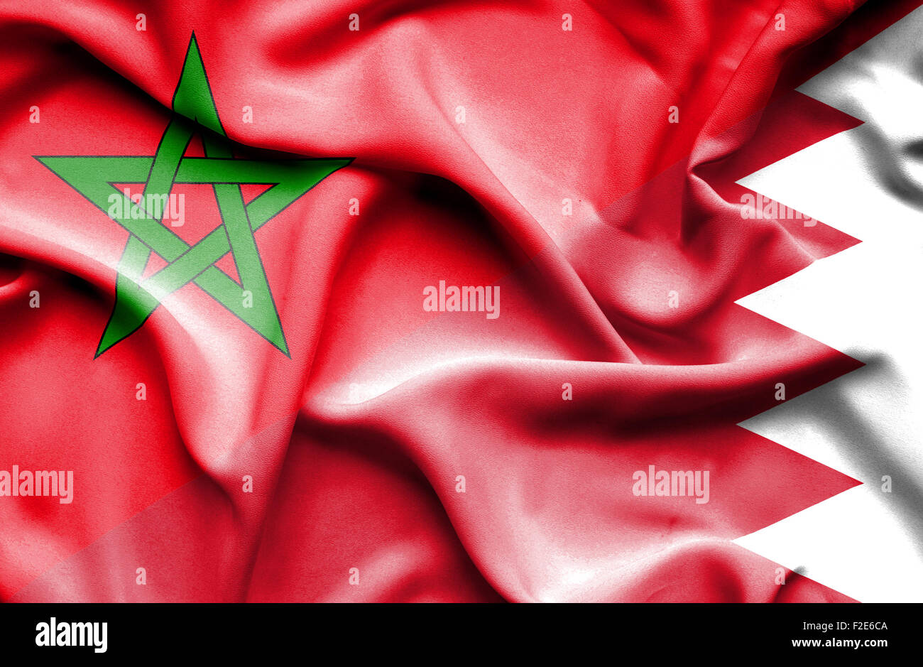 Waving flag of Bahrain and Morocco Stock Photo - Alamy