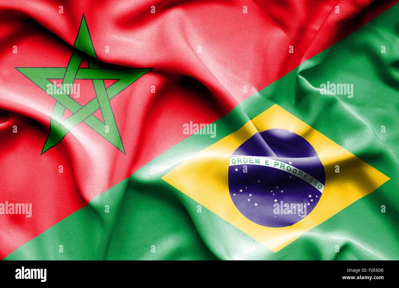 Waving flag of Brazil and Morocco Stock Photo - Alamy