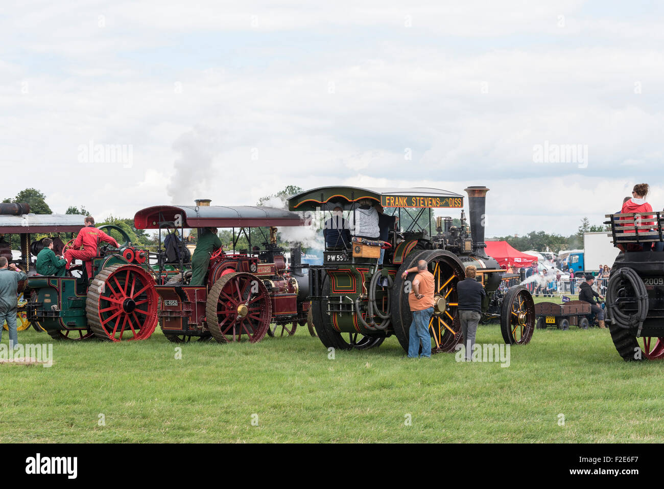 Steam traction engines lined up in show ring at Steam rally and Country ...
