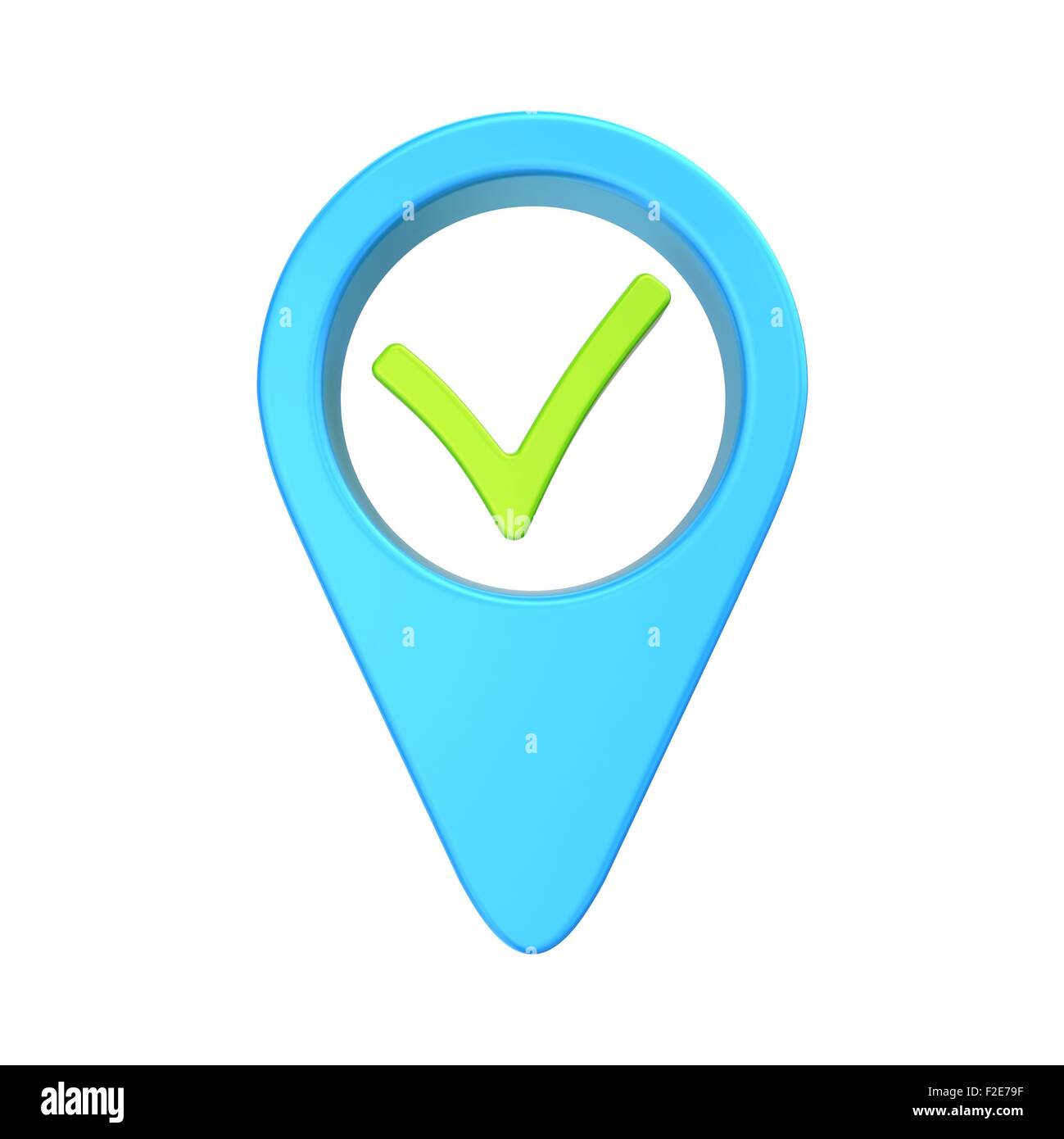 pointer of location with checkmark Stock Photo - Alamy