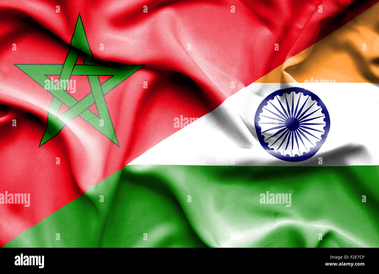 Waving flag of India and Morocco Stock Photo - Alamy