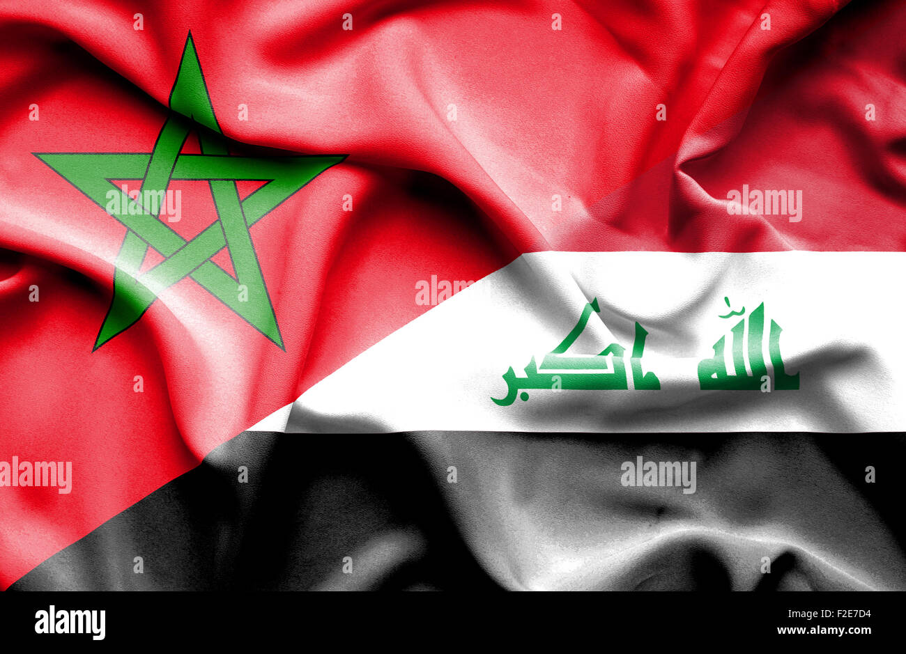 Waving flag of Iraq and Morocco Stock Photo - Alamy