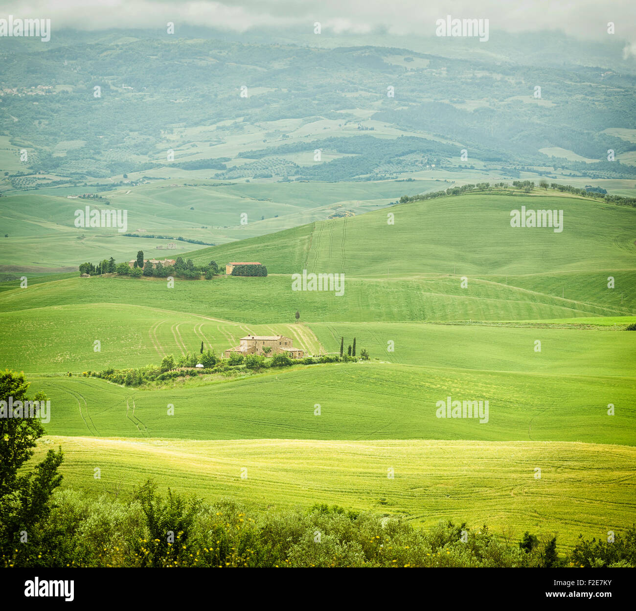 Beautiful view of scenic Tuscany landscape in Val d'Orcia, Italy Stock ...