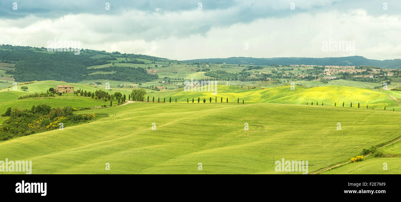 Beautiful view of scenic Tuscany landscape in Val d'Orcia, Italy Stock ...