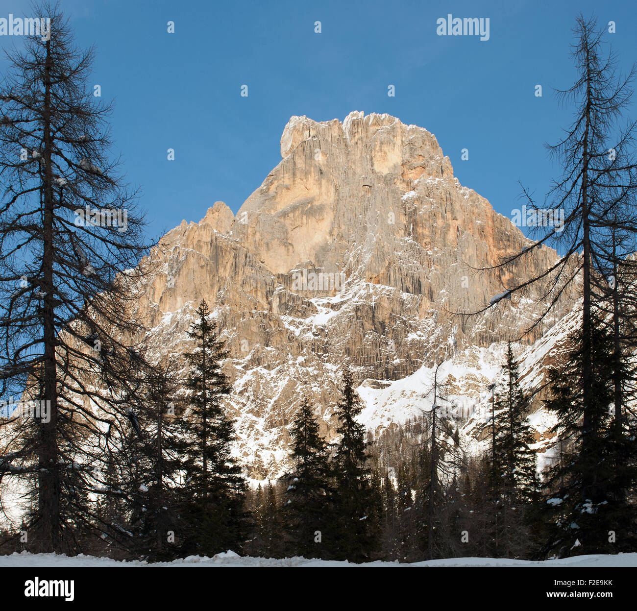 A picturesque winter scene in the Dolomites region of Northern Italy ...