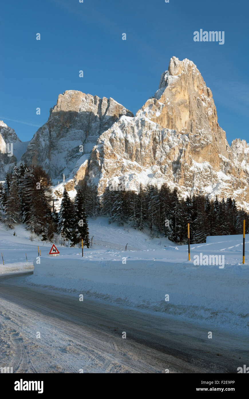 A picturesque winter scene in the Dolomites region of Northern Italy ...