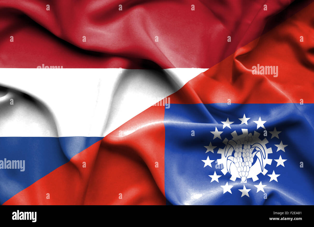 Waving flag of Myanmar and Stock Photo - Alamy