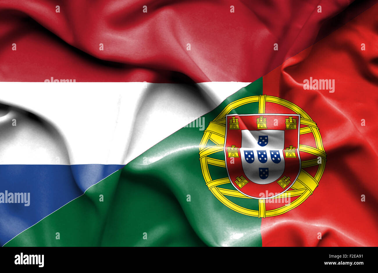 Waving flag of Portugal and Stock Photo - Alamy