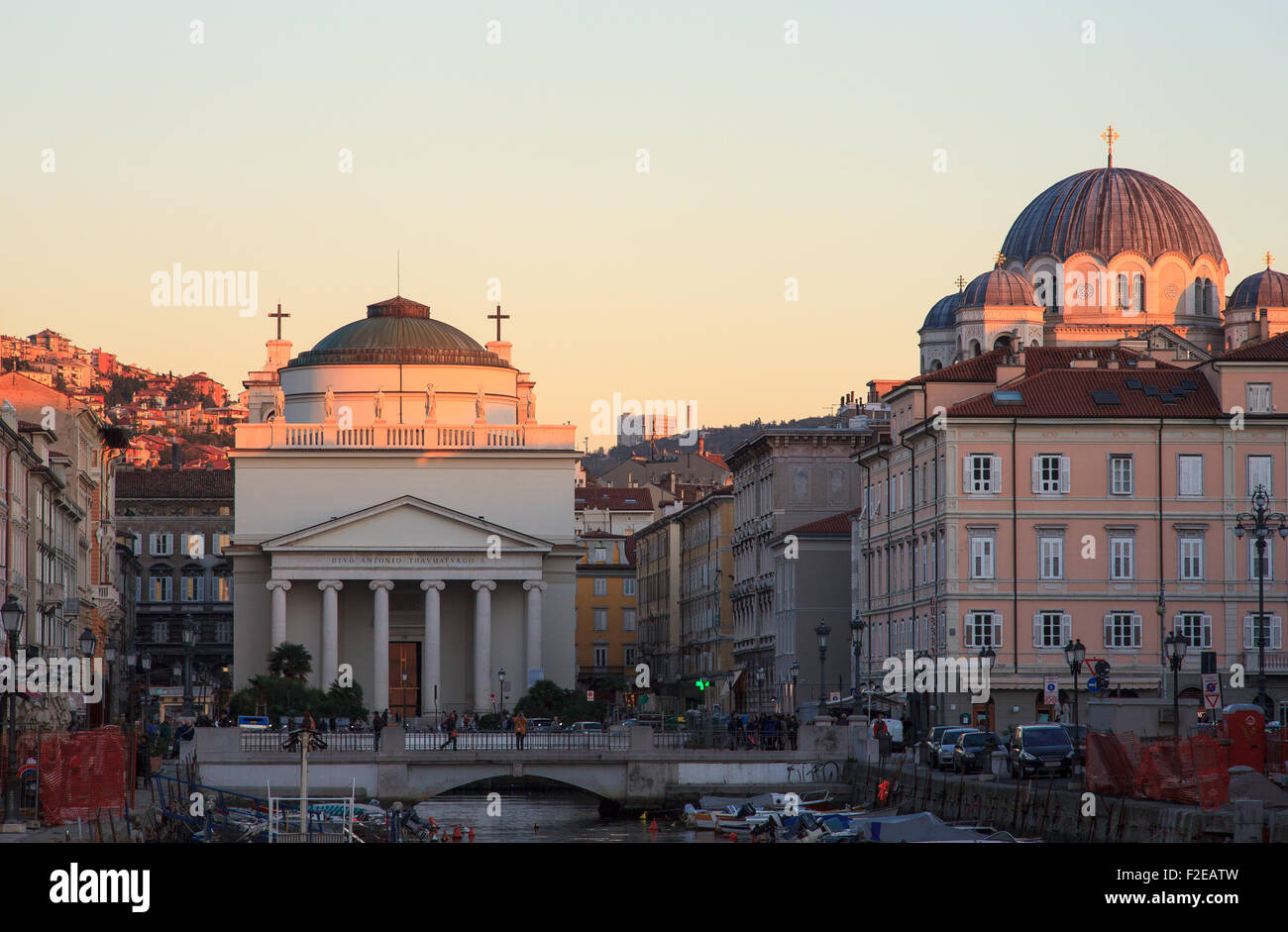 St Antonio and Orthodox Church of St. Spyridon, Trieste - Italy Stock ...