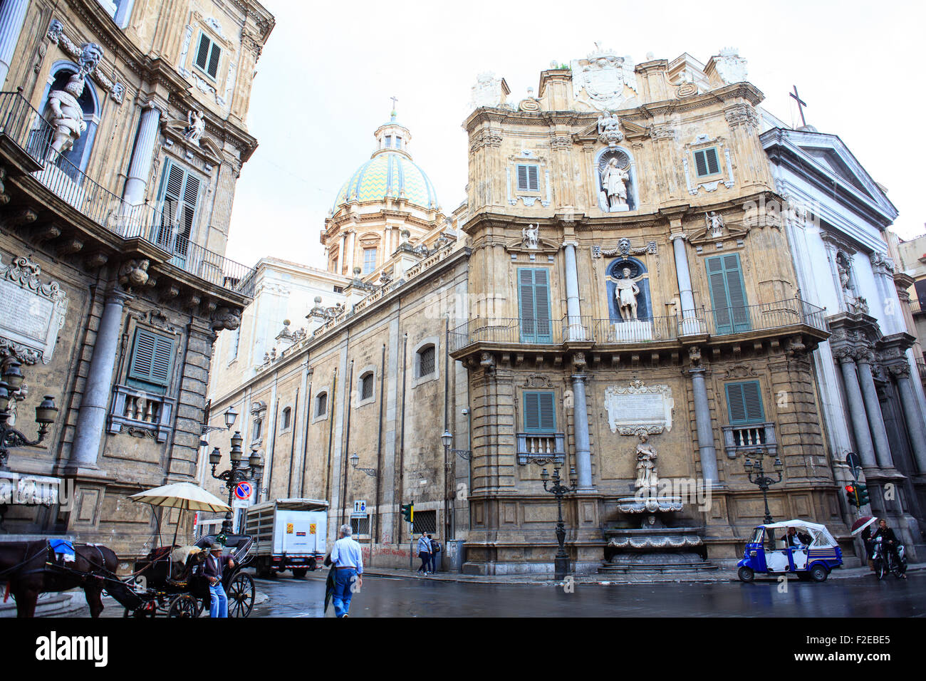 Quattro Canti, one of the octagonal four sides of Baroque square in ...