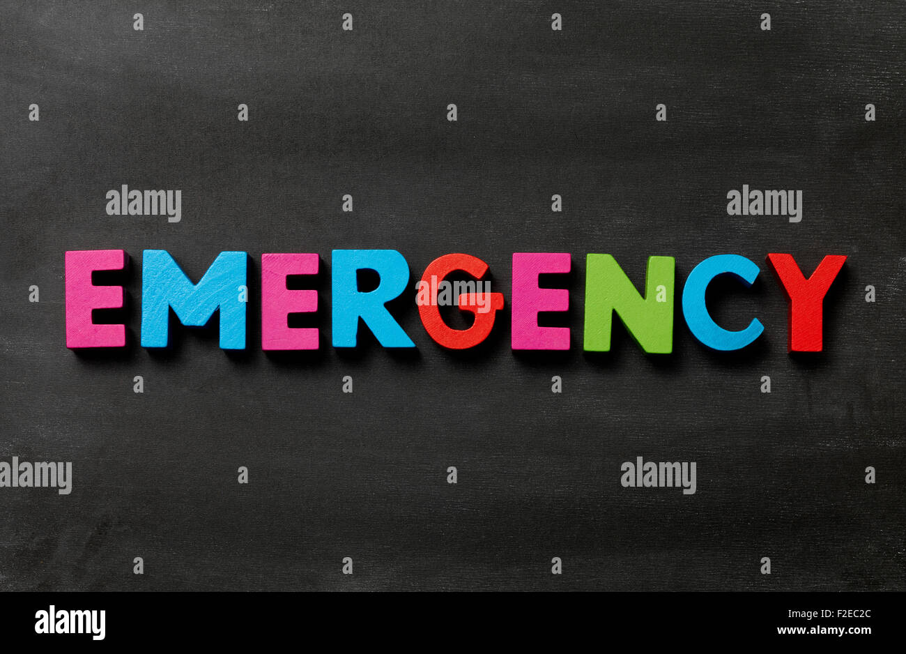 Blackboard with Emergency Stock Photo - Alamy
