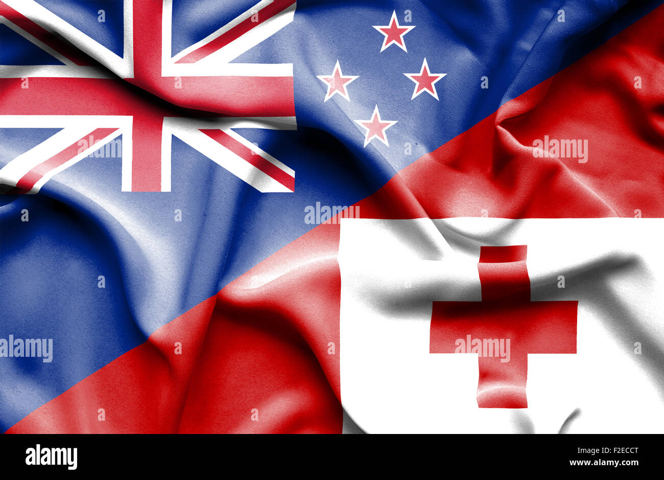 Waving flag of Tonga and New Zealand Stock Photo - Alamy
