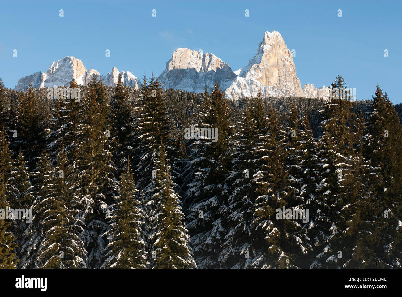 A picturesque winter scene in the Dolomites region of Northern Italy ...