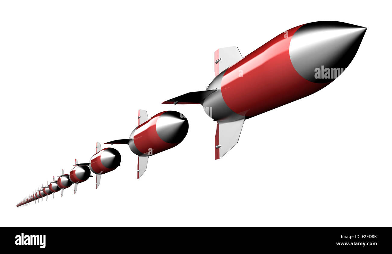 metal and red missile isolated on a background with cilpping path Stock ...
