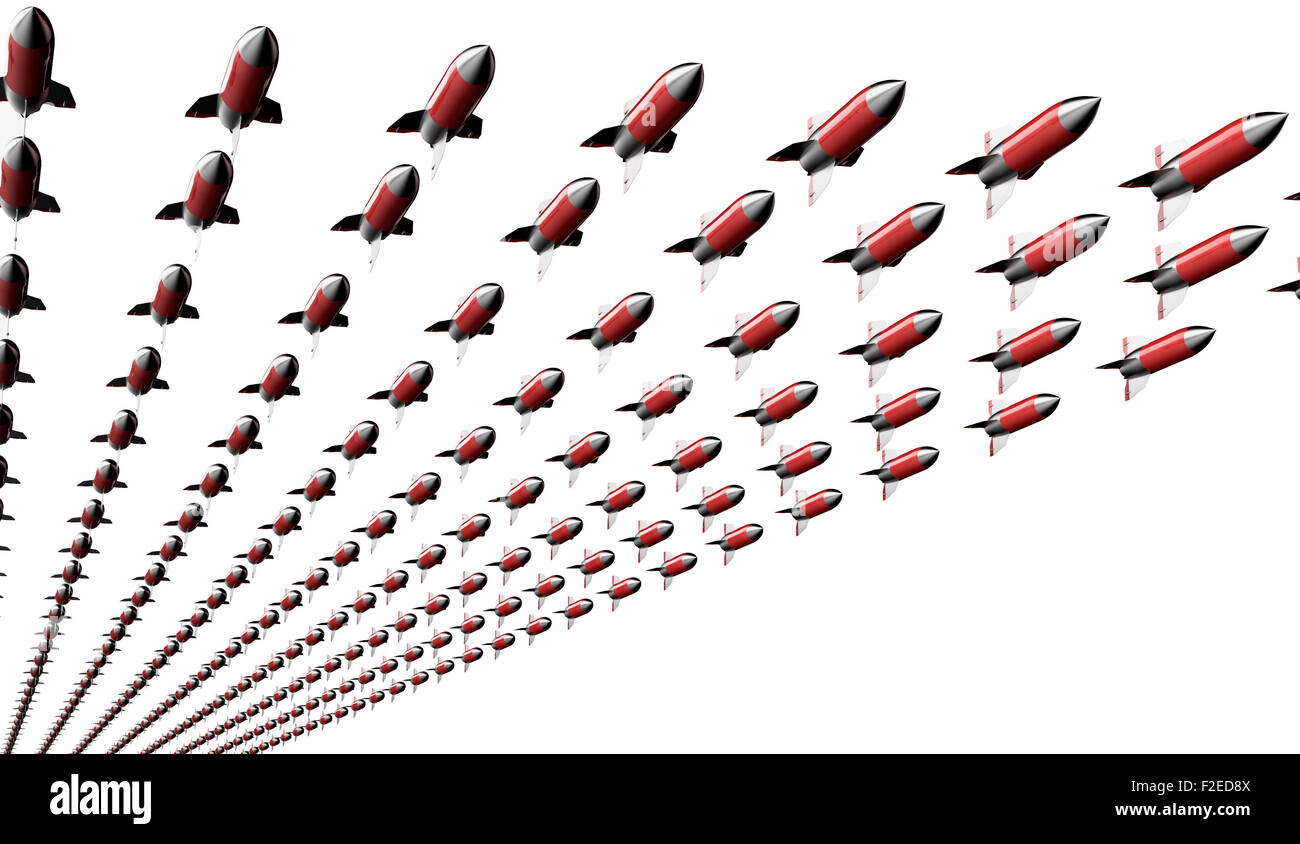 metal and red missile flying isolated on a background with cilpping ...
