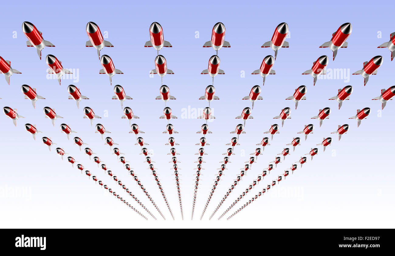 metal and red missile flying isolated on a background with cilpping ...