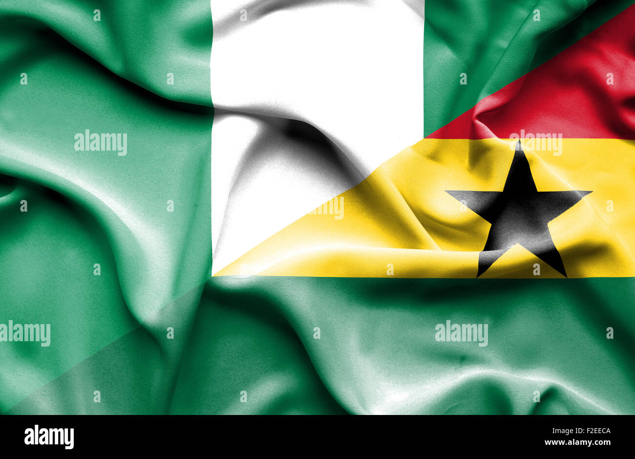Waving flag of Ghana and Nigeria Stock Photo - Alamy