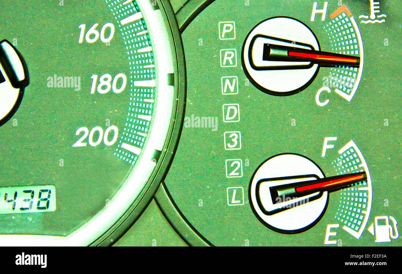 Car dashboards with tachometer, speedometer, temperature and gasoline ...