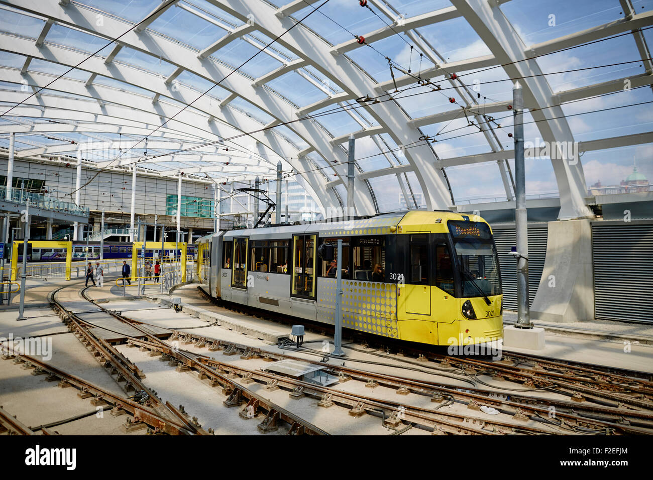 Metrolink tram leaving Manchester Victoria train station UK Great ...