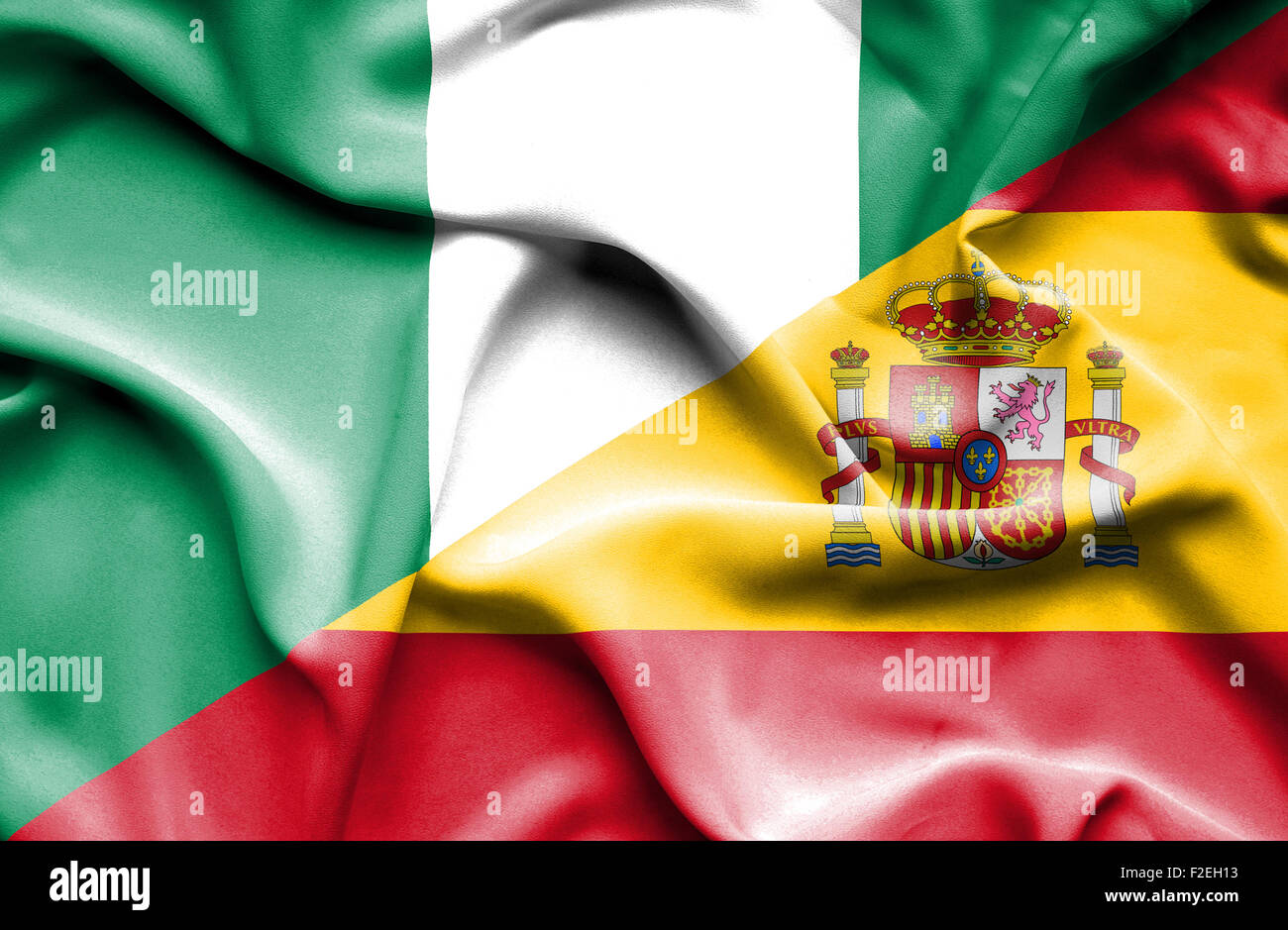 Waving flag of Spain and Nigeria Stock Photo - Alamy