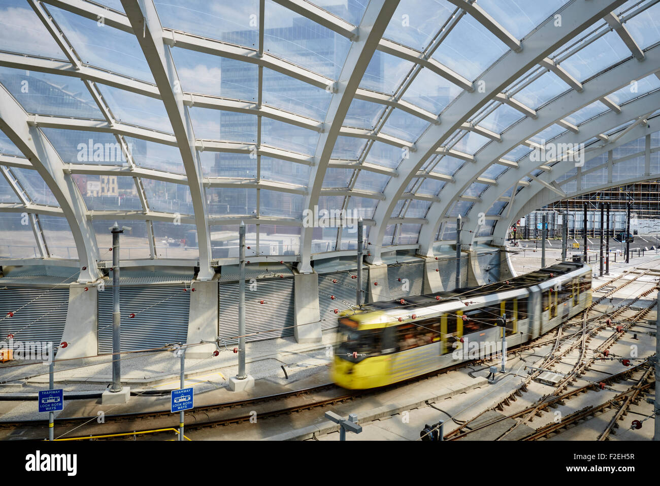 Metrolink tram leaving Manchester Victoria train station UK Great ...