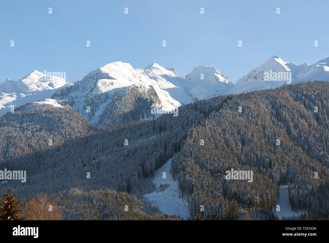 A picturesque winter scene in the Dolomites region of Northern Italy ...