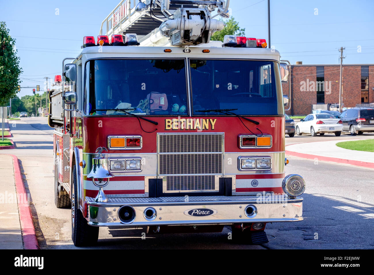 A fire engine showing the front end in Bethany, Oklahoma Stock Photo ...