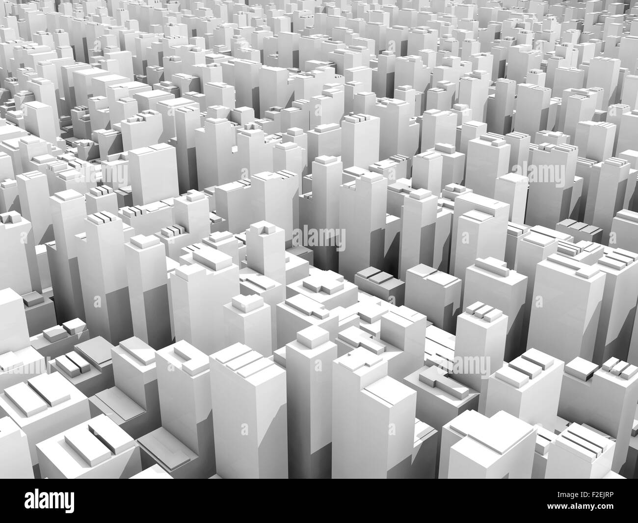 Abstract digital white schematic cityscape with lot of office buildings ...