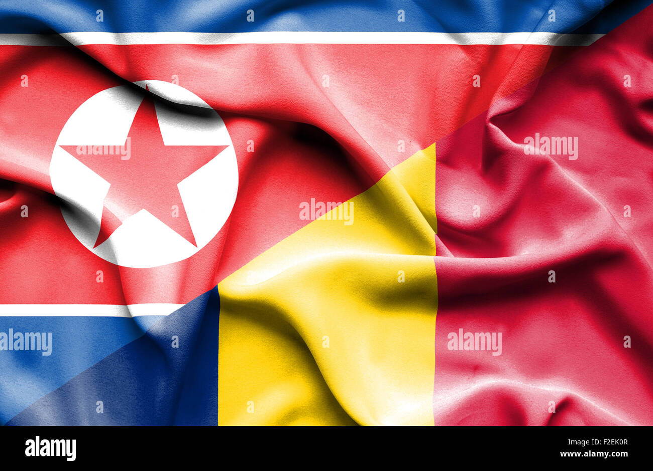 Waving flag of Chad and North Korea Stock Photo - Alamy