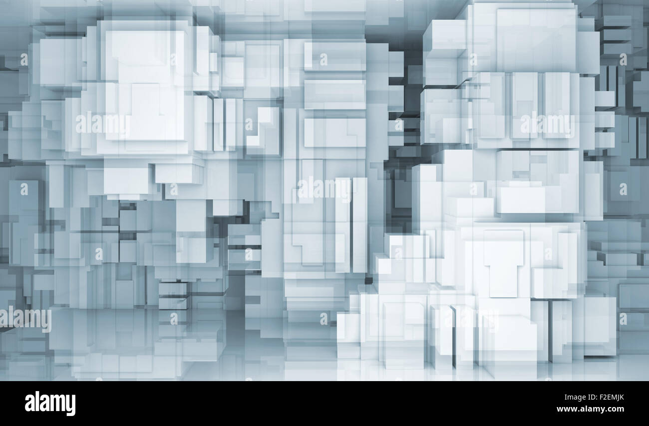 Abstract blue high-tech background texture with chaotic cubes ...