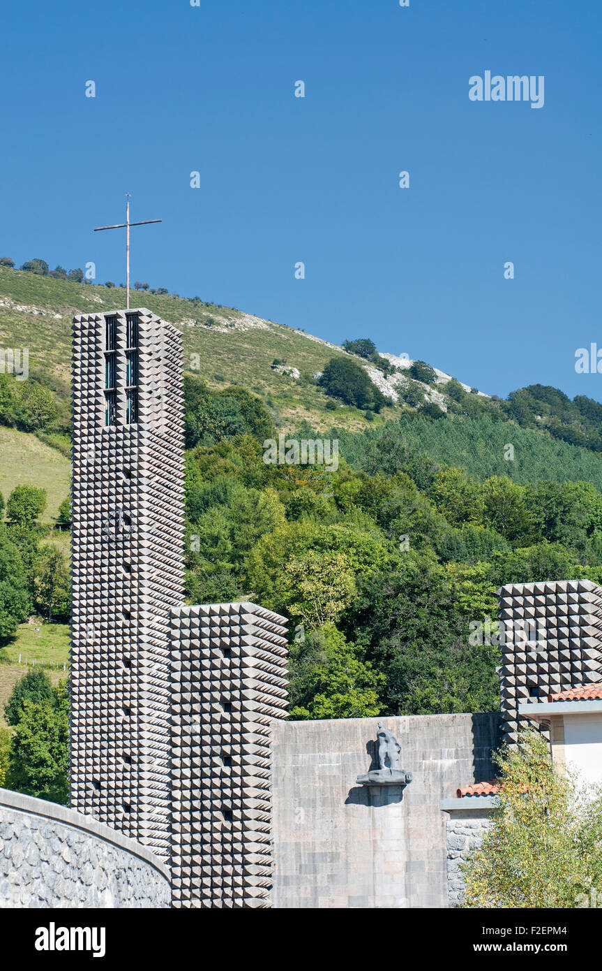 View of Sanctuary of Arantzazu. Oñati. Gipuzkoa. Basque Country. Spain ...