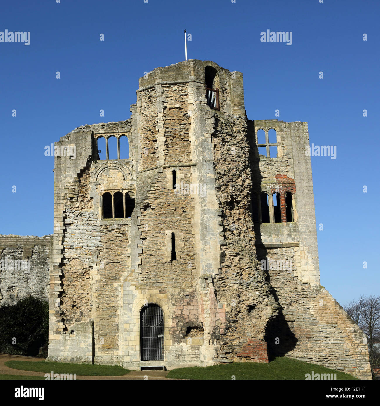 A ruined tower of Newark Castle in Newark-upon-Trent, England. The ...