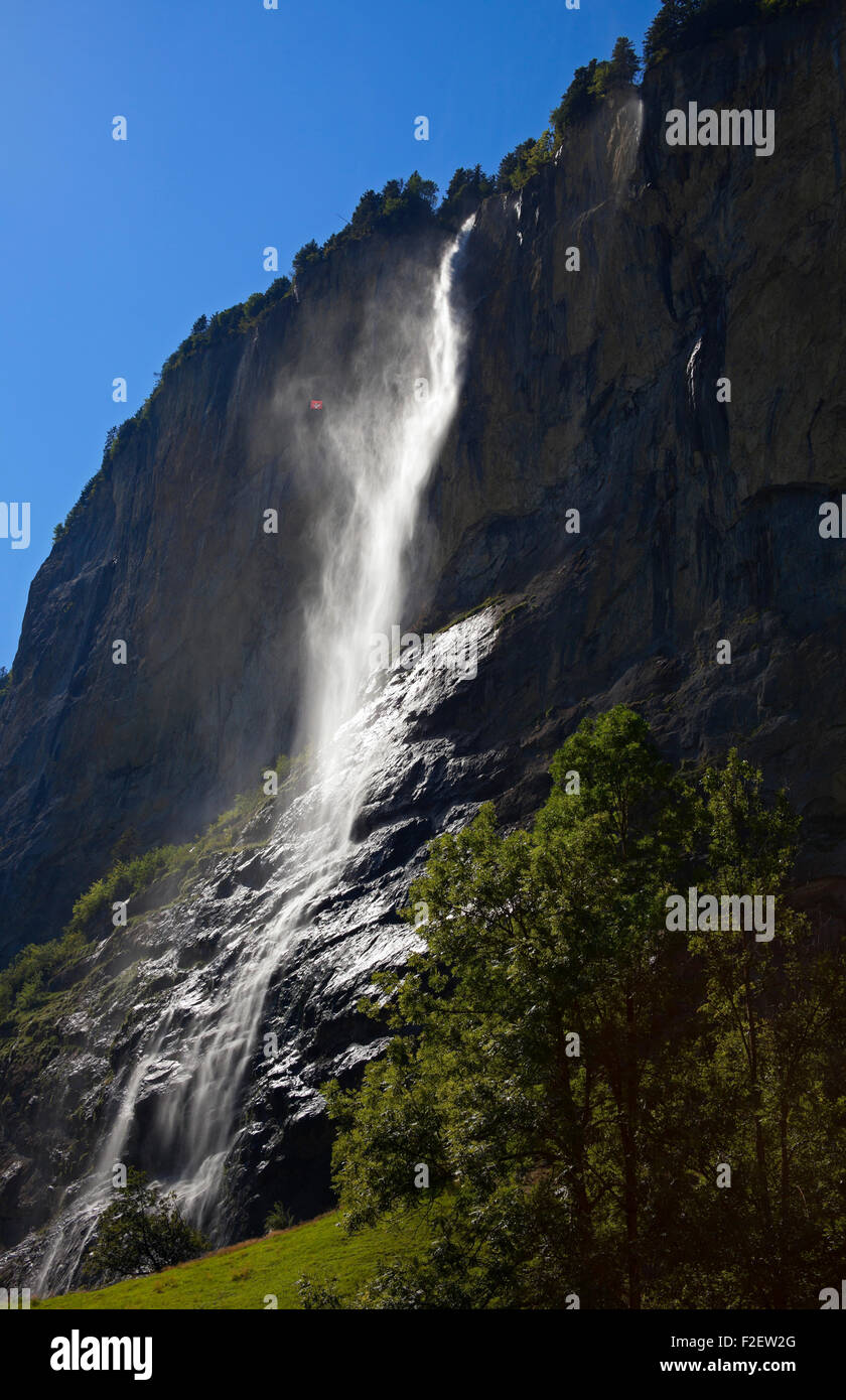 staubbachfall waterfall Lauterbrunnen Switzerland Europe Stock Photo ...