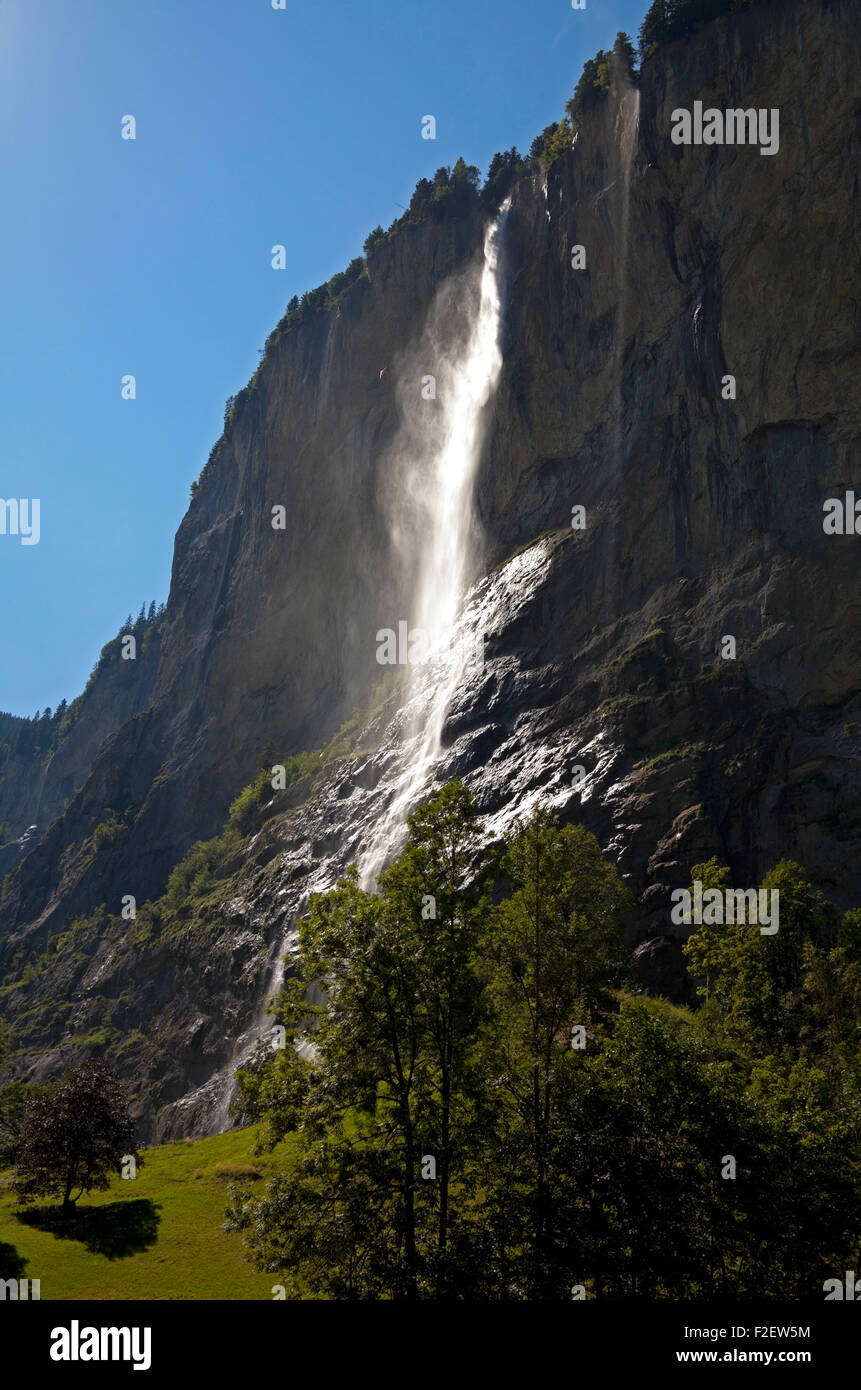 staubbachfall waterfall Lauterbrunnen Switzerland Europe Stock Photo ...