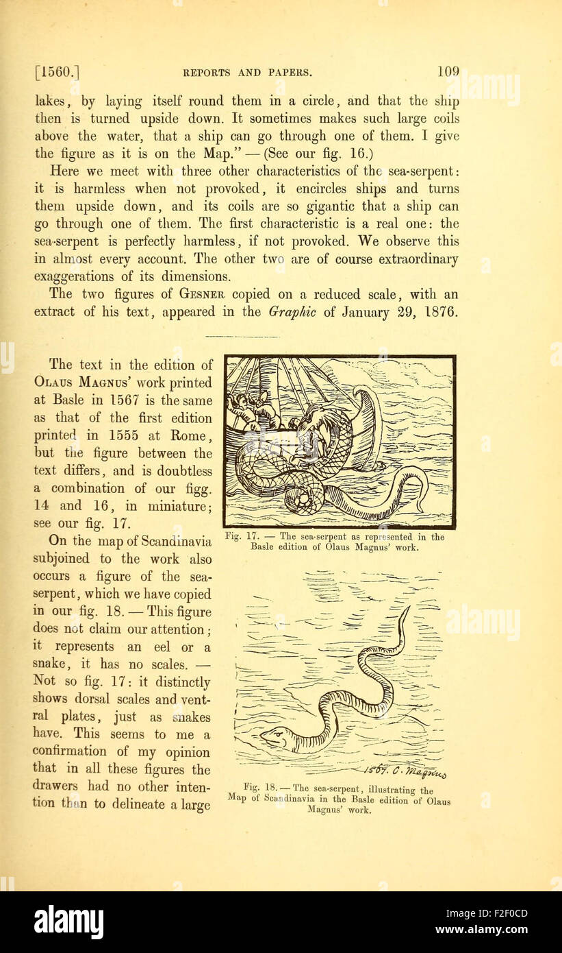 An illustration from *The Great Sea-Serpent*, depicting the legendary ...