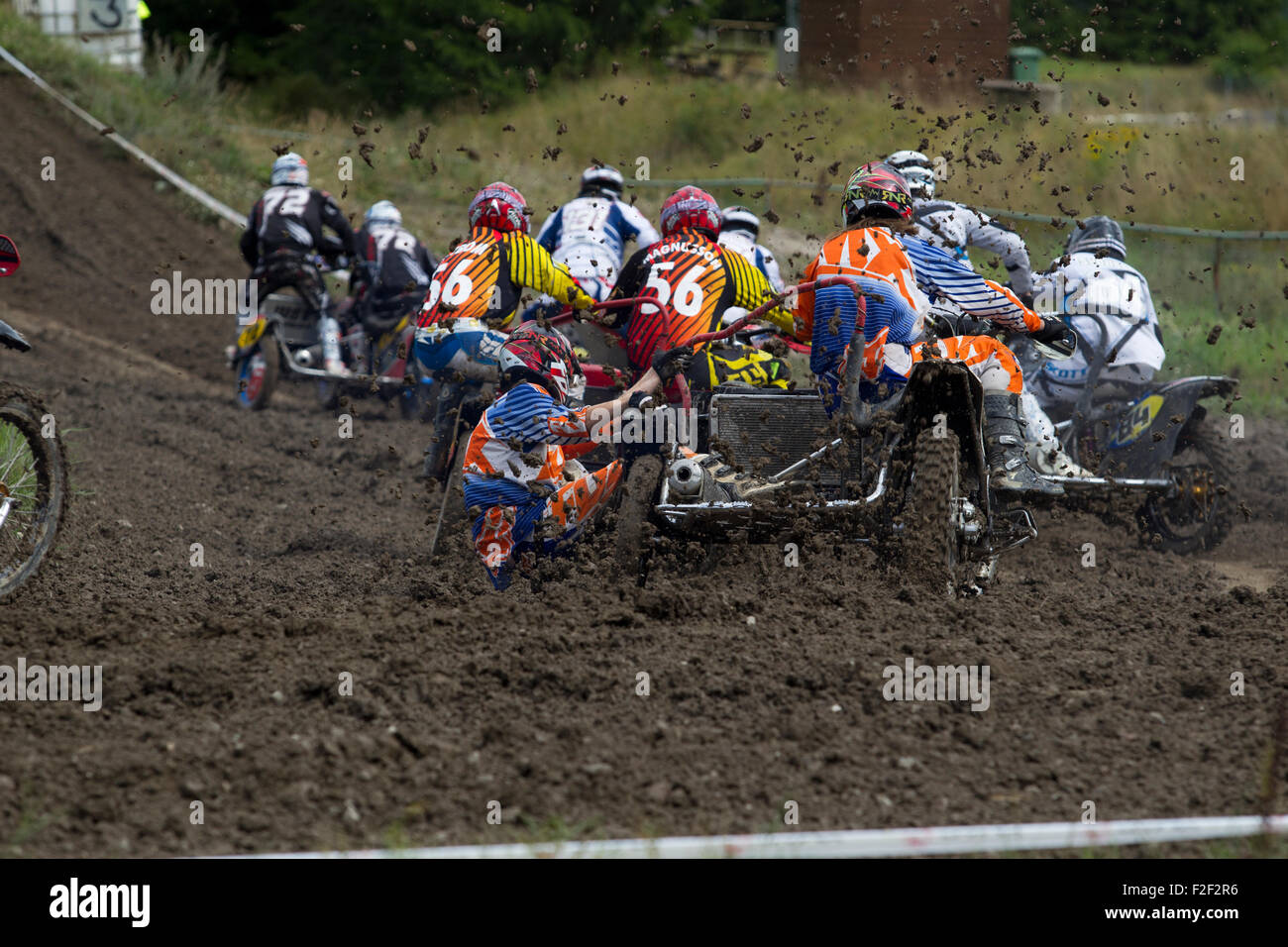 Sidecarcross racing Motocross at Swedish cross track Stock Photo - Alamy