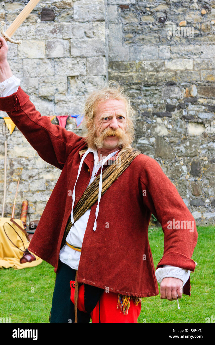Medieval re-enactment. living history event. Senior adult, bushy side ...
