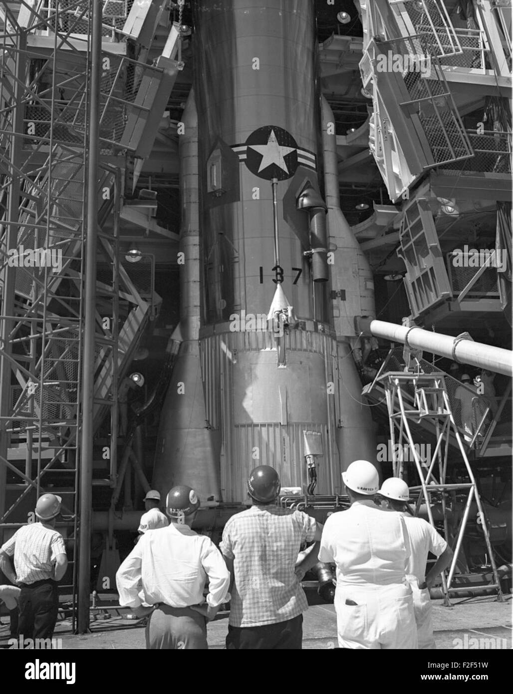 A historical image of the Atlas 137 rocket taken on July 28, 1961. This ...