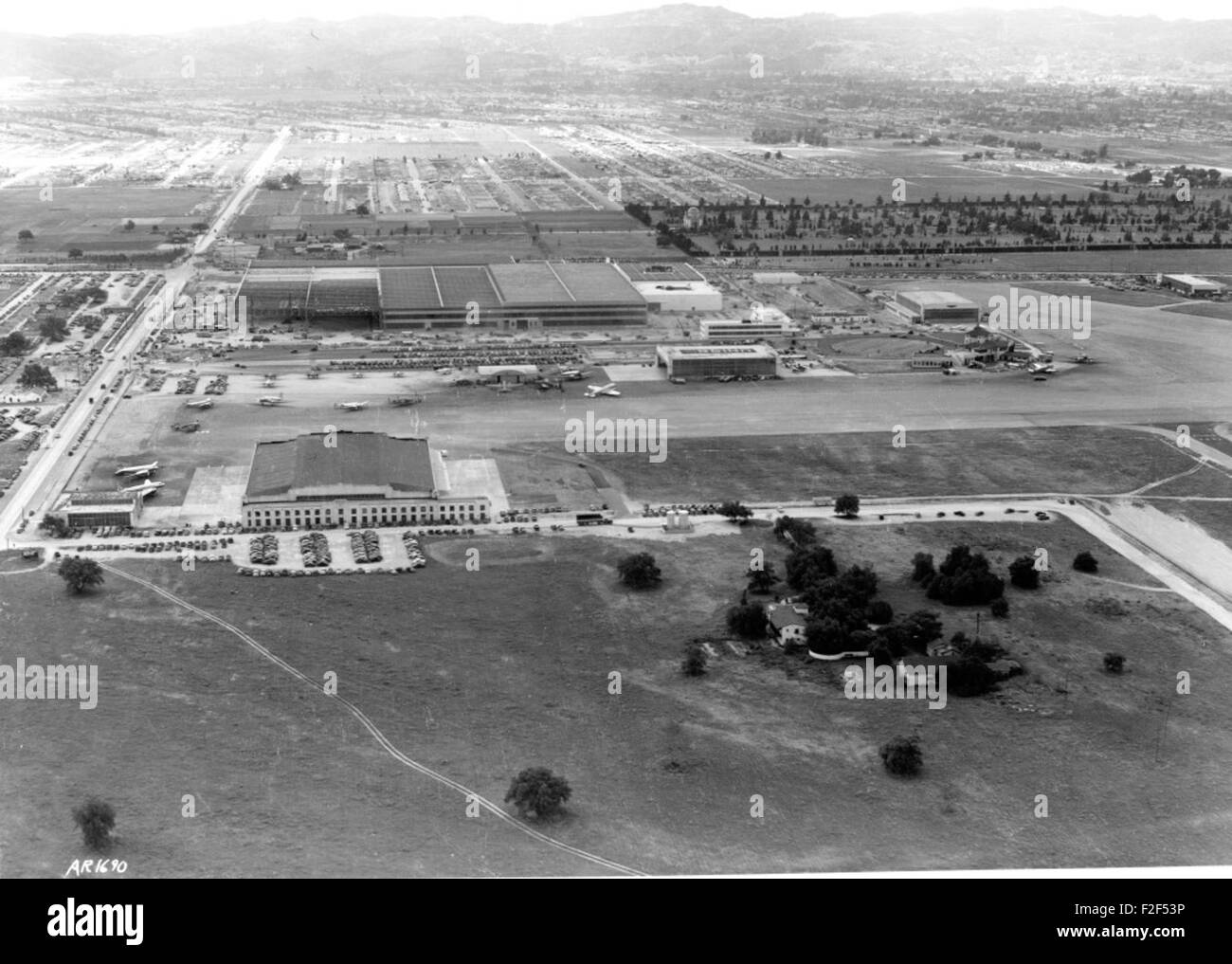 This photograph shows the Lockheed plant in Burbank, California, in ...