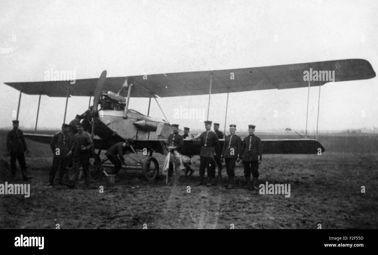 The LVG B I, a German WWI reconnaissance aircraft, is shown here with ...